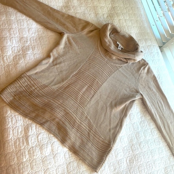 Calvin Klein | Sweaters | Calvin Klein Womens Beige Long Sleeve Sweater Turtleneck Style | Poshmark